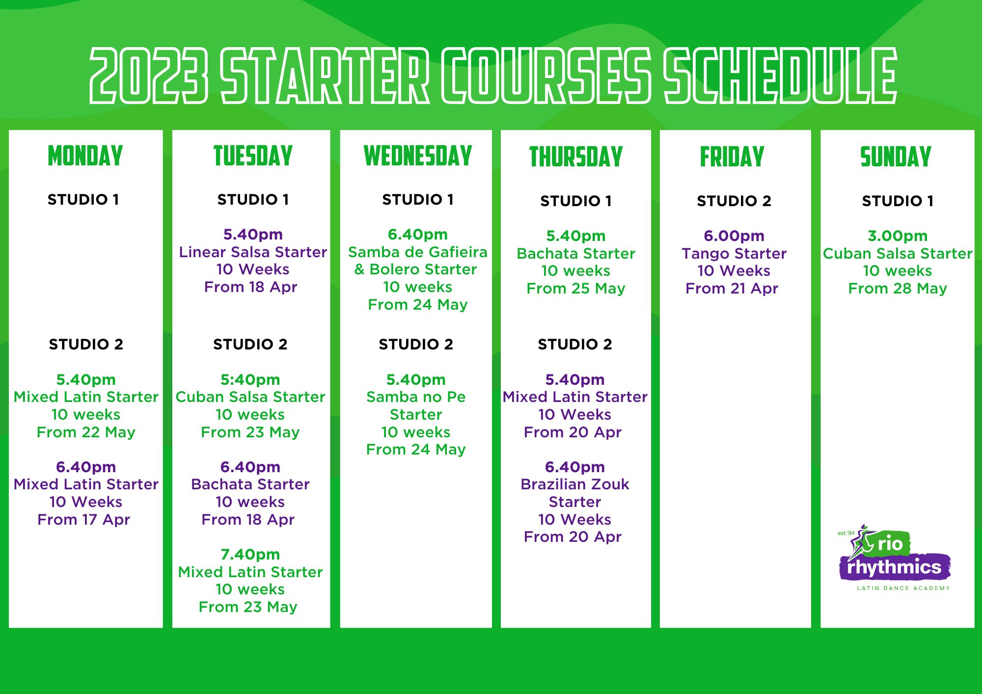 Bookings & Timetable - Rio Rhythmics | Latin Dance Academy | Brisbane